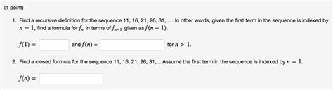 solved 1 point 1 find a recursive definition for the