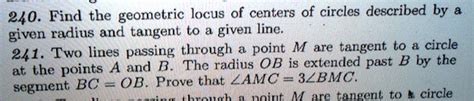 240 Find The Geometric Locus Of Centers Of Circles Described By Given Radius And Tangent To A