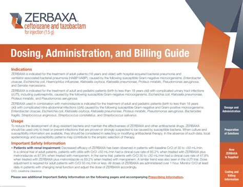 Dosing And Administration For Zerbaxa® Ceftolozane And Tazobactam