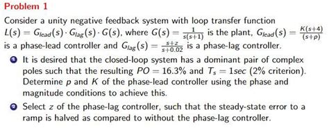 Solved Consider A Unity Negative Feedback System With Loop Chegg