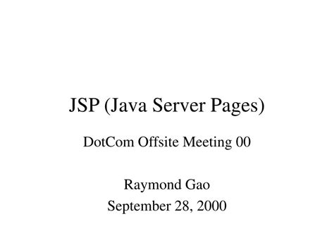 Ppt Jsp Java Server Pages Powerpoint Presentation Free Download Id4572570