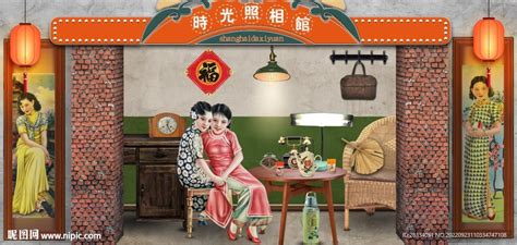 民国风老上海风情背景墙壁画 设计图psd分层素材psd分层素材设计图库昵图网