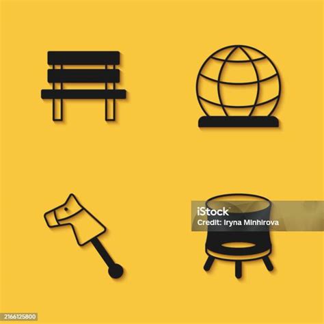 세트 벤치 점프 트램폴린 장난감 말 놀이터 등반 장비 아이콘 긴 그림자 벡터 거리에 대한 스톡 벡터 아트 및 기타 이미지 거리 건강한 생활방식 검은색 Istock