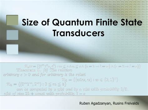 PPT Size Of Quantum Finite State Transducers PowerPoint Presentation ID