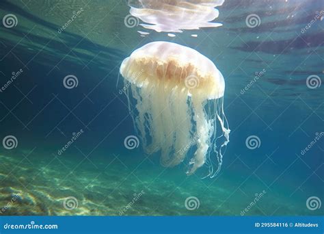 A Stinging Jellyfish Moving Gracefully Underwater Stock Illustration