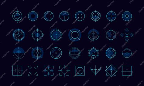Premium Vector Aim Pointer Ui Hud Futuristic Target Radar Frame Military Weapon Sniper Cursor