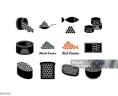 빨간색과 검은 색 캐비어 라인 아이콘 세트입니다 상점 웹 사이트 또는 모바일 앱에 대 한 간단한 평면 벡터 그림 가지 채소에 대한 스톡 벡터 아트 및 기타 이미지 Istock