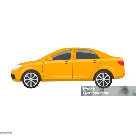 노란색 세단 자동차 벡터 그림입니다 자동차 디자인 해치백 세단 쿠페 Suv 흰색 배경에 격리된 픽업 트럭의 측면도 옆모습에 대한 스톡 벡터 아트 및 기타 이미지 Istock