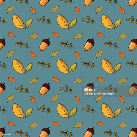 나뭇잎과 도토리가있는 가을 패턴 벡터와 일러스트 레이 션 0명에 대한 스톡 벡터 아트 및 기타 이미지 0명 10월 11월 Istock