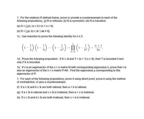 Solved For The Relations R Defined Below Prove Or Chegg