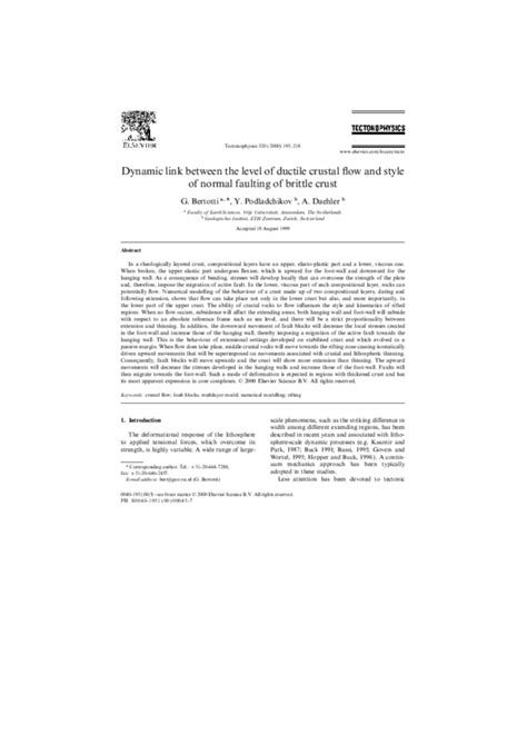 Pdf Dynamic Link Between The Level Of Ductile Crustal Flow And Style Of Normal Faulting Of