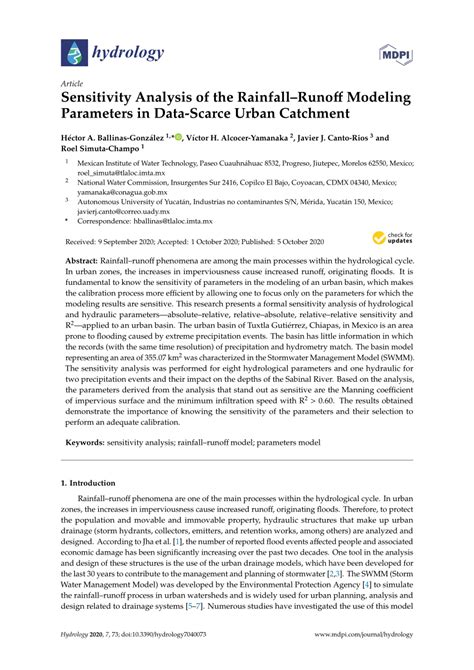 Pdf Sensitivity Analysis Of The Rainfall Runoff Modeling Parameters In Data Scarce Urban Catchment