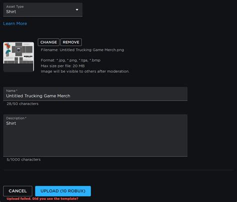 upload failed did you use the template platform usage support