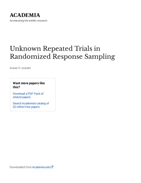 Pdf Unknown Repeated Trials In Randomized Response Sampling
