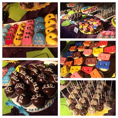 80s Themed Pac Man Cookies Cassette Tape Cupcakes Hostess Chocolate Cupcakes Neon Spattered