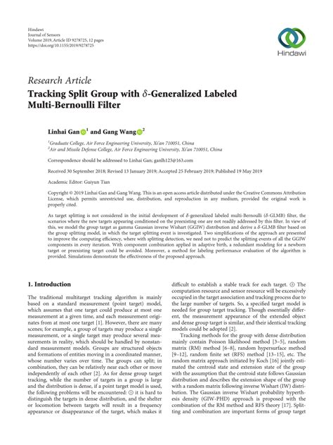 Pdf Tracking Split Group With δ Generalized Labeled Multi Bernoulli Filter