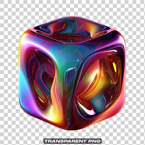 Premium Psd Iridescent Fluid Cube Abstract Shape Isolated
