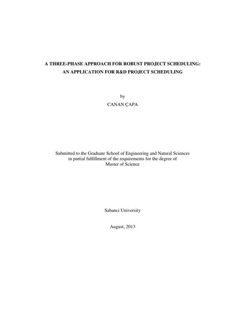 Pdf A Three Phase Approach For Robust Project Scheduling An Application For Randd Project