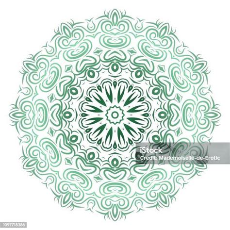 녹색 색상 그라데이션입니다 만다라 색칠 꽃 장식 요소입니다 동양 패턴 벡터 일러스트 레이 션입니다 인도 모로코 미 스틱 오토 모티브 0명에 대한 스톡 벡터 아트 및 기타