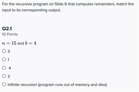 Solved For The Recursive Program On Slide 6 That Computes