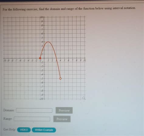Solved For The Following Exercise Find The Domain And Range