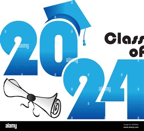 Blue Class Of 2024 With Diploma And Hat Stacked Stock Vector Image