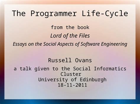 PPT The Programmer Life Cycle DOKUMEN TIPS