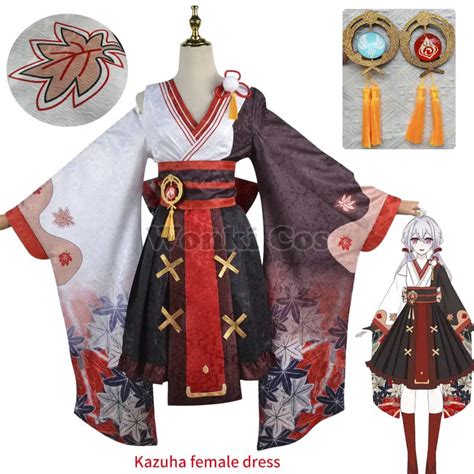 원신 임팩트 카에데하라 카즈하 코스프레 의상 여성 코스프레 로리타 소녀 기모노 드레스 정장 Aliexpress