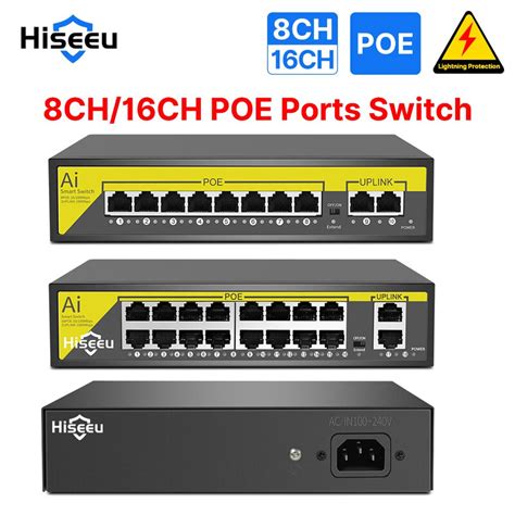 Hiseeu 816 포트 Poe 스위치 Ip 카메라 Cctv 보안 카메라 시스템 무선 Ap Ft Ieee 8023 Afat 48v 이더넷 10 Mbps