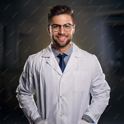 Confident Male Lab Assistant With Arms Crossed Premium Ai Generated Image