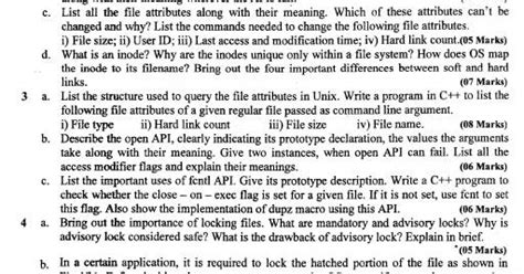 unix systems programming question papers for 6th sem ise