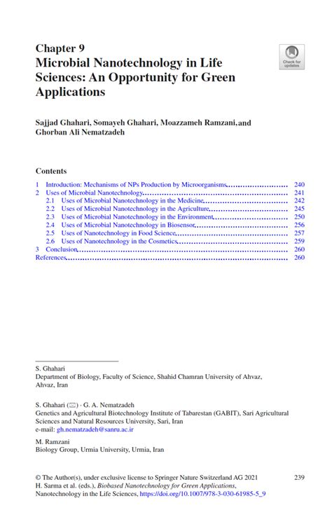 PDF Microbial Nanotechnology In Life Sciences An Opportunity For Green Applications