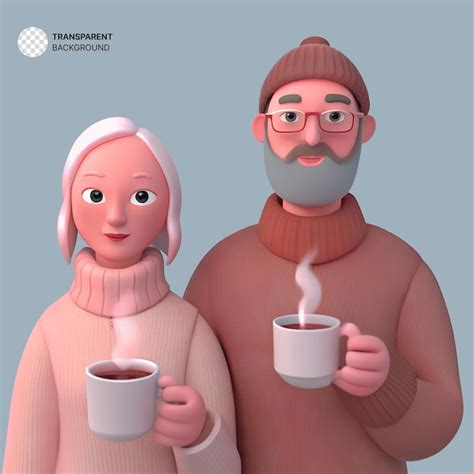 Premium Psd 3d Avatar Character Illustration People With Hot Drinks