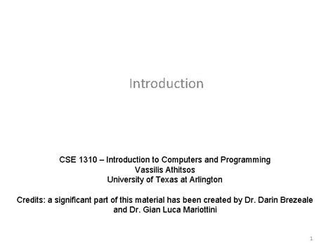 Introduction Cse 1310 Introduction To Computers And Programming