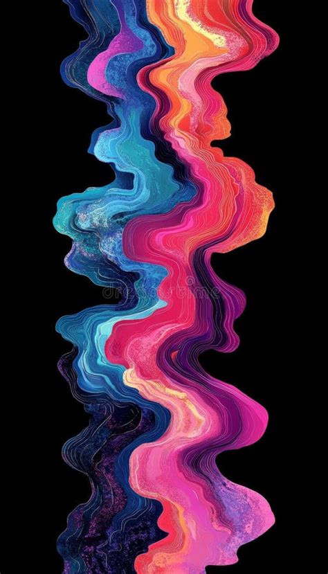 Spectrum Waves Abstract Flowing Lines Vivid Colors On Black Background Dynamic Composition