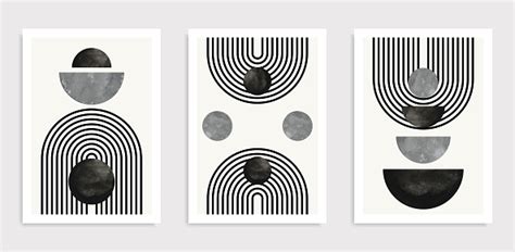 추상적 미적 미니멀한 손 그린 현대 배경의 트렌디 한 세트 벽 장식 인테리어 디자인 벡터 일러스트에 이상적인 중반 세기 현대 미술 1950 1959 년에 대한 스톡 벡터