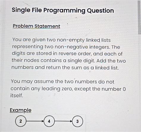 Single File Programming Question Problem StudyX