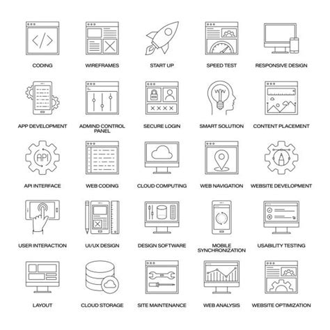 Web Design Line Icons Illustrations Royalty Free Vector Graphics And Clip Art Istock