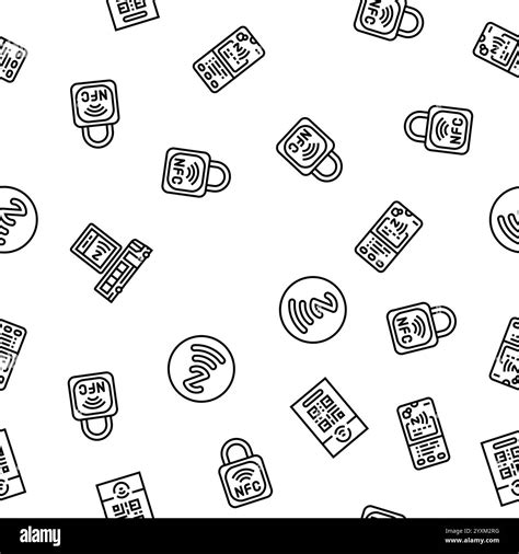 Nfc Technology Contactless Vector Seamless Pattern Thin Line