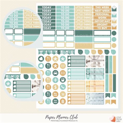 52 Weekly Kits Printable Planner Stickers Collection Printable Sticker