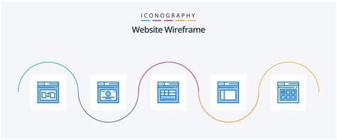 Website Wireframe Blue 5 Icon Pack Including Page Quicklinks Web Web 16147856 Vector Art At
