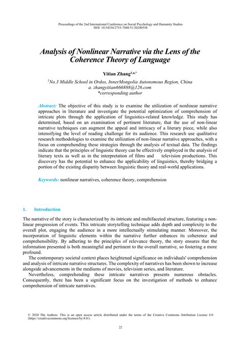 Pdf Analysis Of Nonlinear Narrative Via The Lens Of The Coherence Theory Of Language