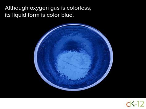 Although Oxygen Gas Is Colorless Its Liquid Form Is Color Blue FunFact Chemistry CK12