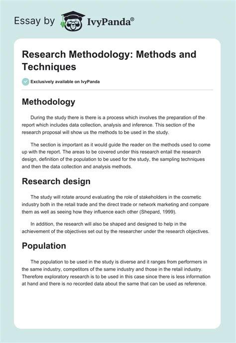 Methodology In Research Example Dissertation Methodology Explained