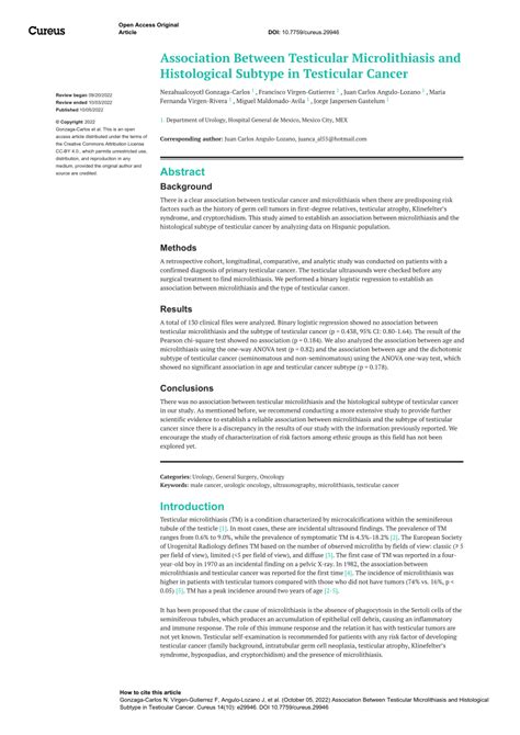 Pdf Association Between Testicular Microlithiasis And Histological Subtype In Testicular Cancer
