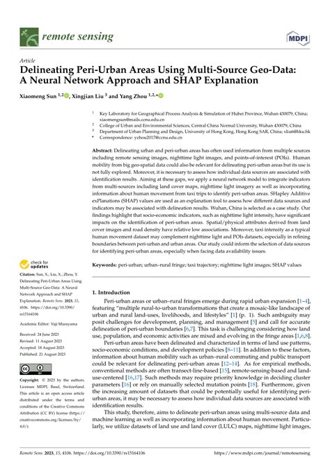 Pdf Delineating Peri Urban Areas Using Multi Source Geo Data A Neural Network Approach And