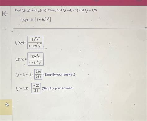 Solved Find Fx X Y And Fy X Y Then Find Fx And Chegg Com