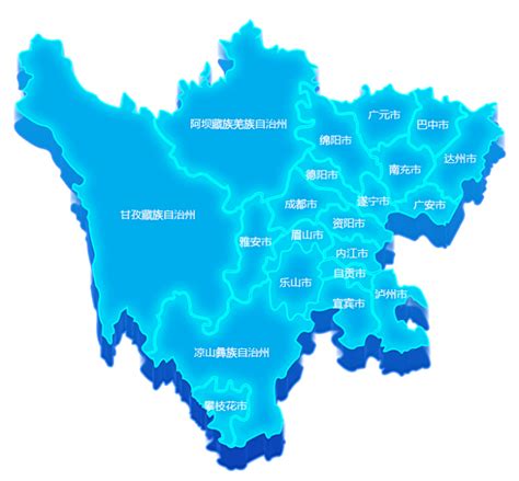 四川省3D科技感大数据地图 png