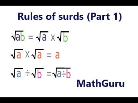How To Simplify Surds Rules Of Surds Grade 11 GCE Olympiad ARML Part 1 YouTube