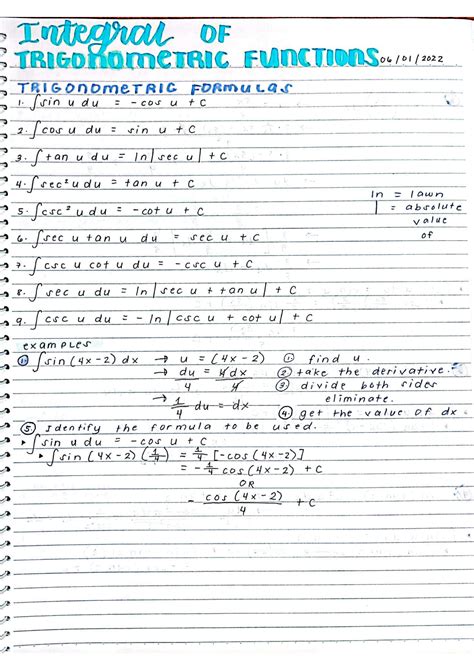 SOLUTION Basic Calculus Integral Of Trigonometric Functions Studypool